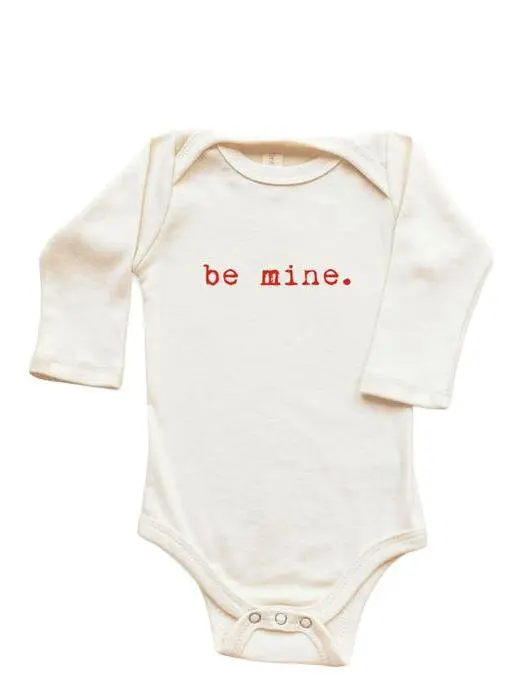 TENTH & PINE Gender Inclusive Organic Long Sleeve Baby Bodysuit - Natural Red Lettering