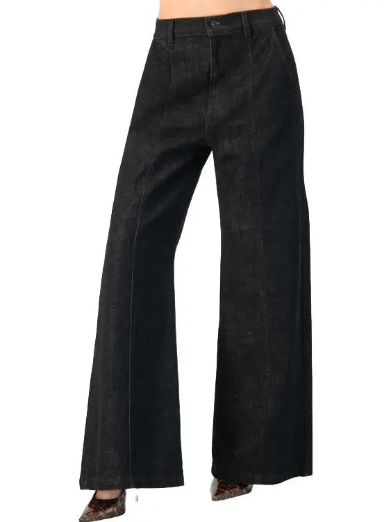 IVONNE High-waisted Wide-leg Denim Jeans - Black
