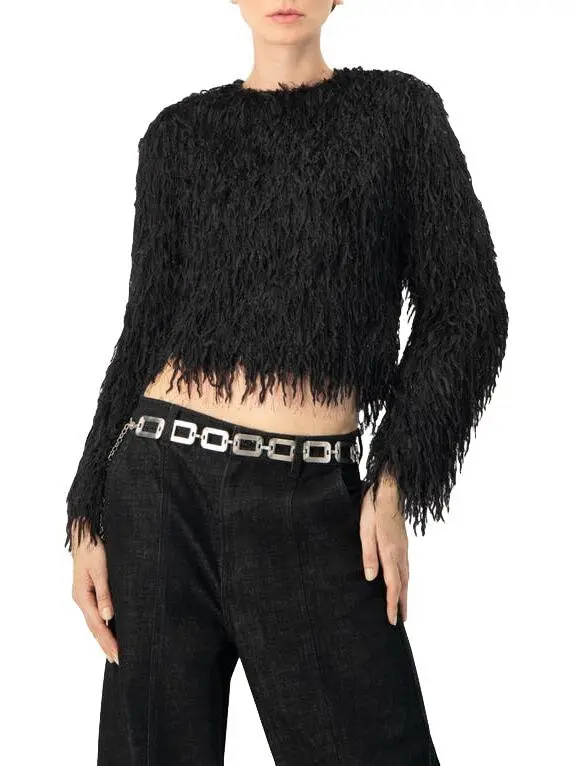 IVONNE Straight Fit Round Neck Blouse - Black
