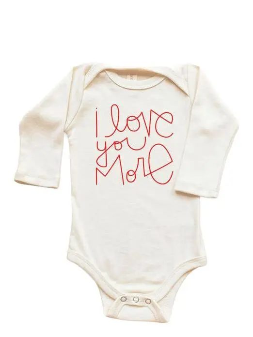 TENTH & PINE Graphic Organic Baby Bodysuit - Natural Red Lettering