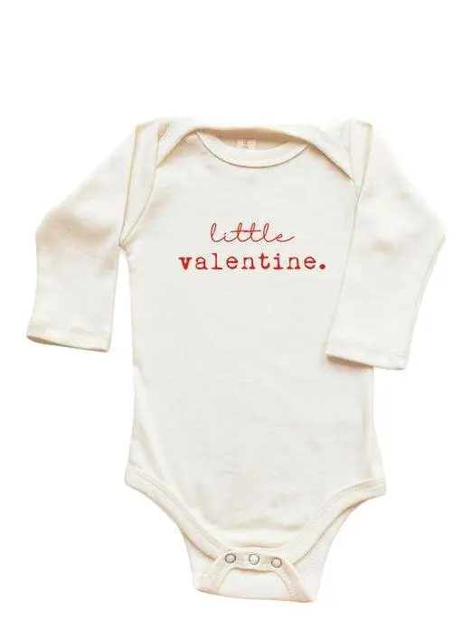 TENTH & PINE Little Valentine Organic Baby Bodysuit - Natural Red Lettering