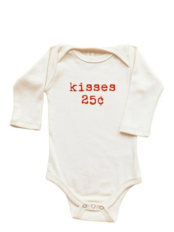 TENTH & PINE Gender Inclusive Organic Baby Bodysuit - Natural Red Lettering