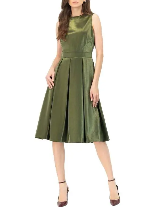 IVONNE Sleeveless A-line Dress - Olive Green