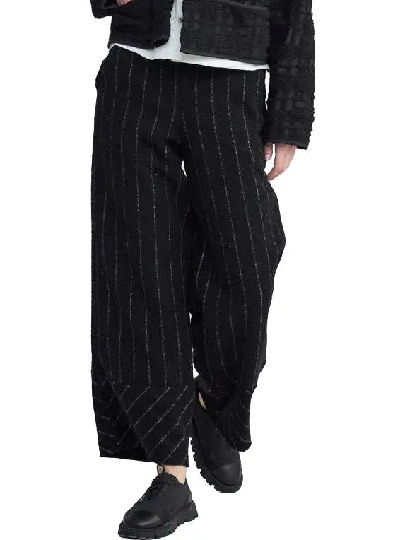 LUUKAA Striped Felt Pants - Monochrome Black
