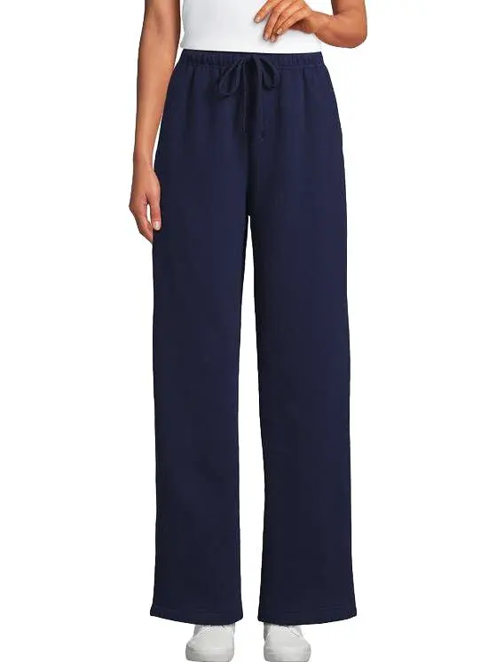 LANDS' END High Rise Relaxed Straight Leg Sweatpants - Deep Sea Navy