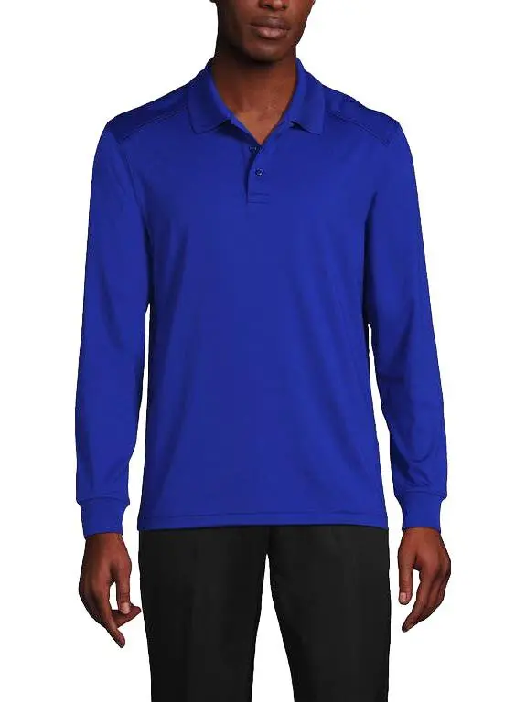 LANDS' END School Uniform Long Sleeve Rapid Dry Polo Shirt - Cobalt