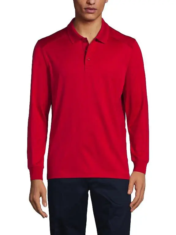 LANDS' END School Uniform Long Sleeve Rapid Dry Polo Shirt - Red
