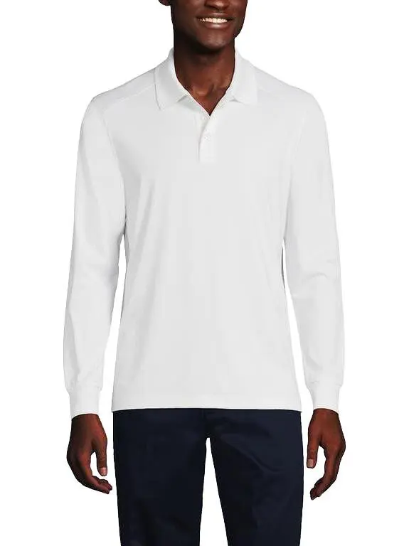LANDS' END School Uniform Long Sleeve Rapid Dry Polo Shirt - White