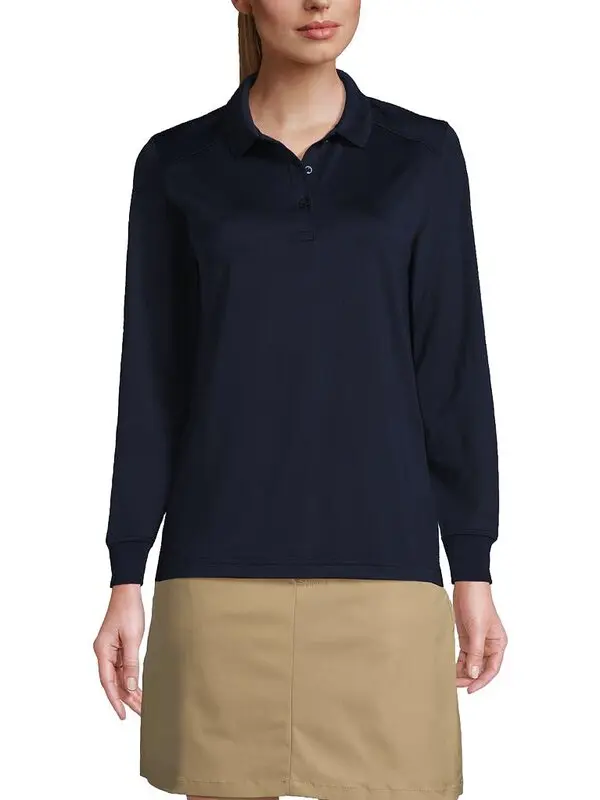 LANDS' END Long Sleeve Rapid Dry Polo Shirt - Classic Navy