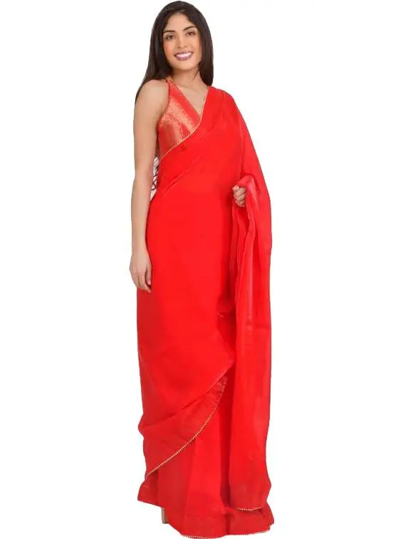 RAAS Aria Jacquard Pre-stitched Saree - Red