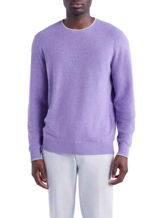 Johnnie-o Hatched Cotton & Silk Blend Crewneck Sweater - Galaxy