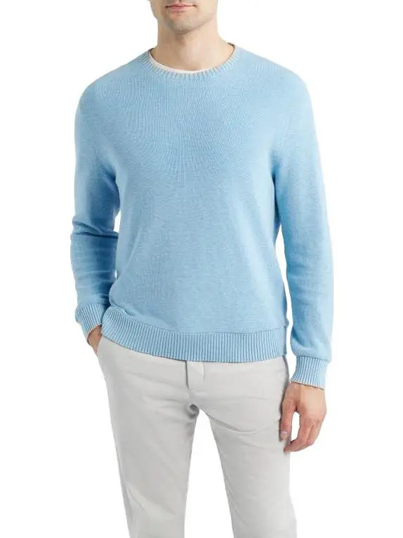 Johnnie-o Hatched Cotton & Silk Blend Crewneck Sweater - Maliblu
