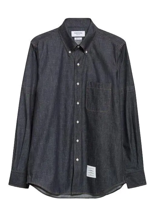 Thom Browne Oxford Armband Cotton Button-down Shirt - Navy