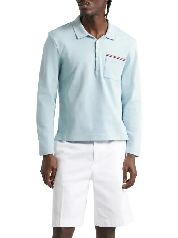 Thom Browne Cotton Jersey Pocket T-shirt - Light Blue