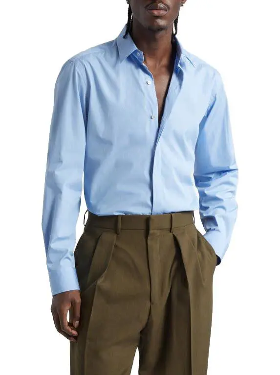 TOM FORD Cotton Poplin Button-up Shirt - Pale Sky