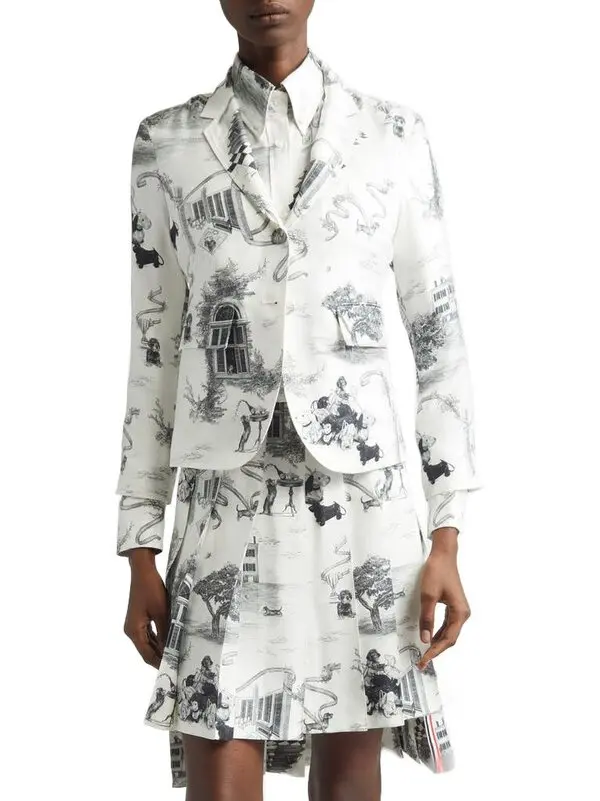 Thom Browne Hector Toile Silk Jacket - Black/white