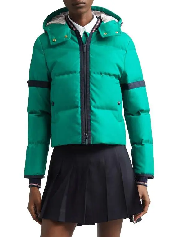 Thom Browne Removable Hood Down Coat - Green
