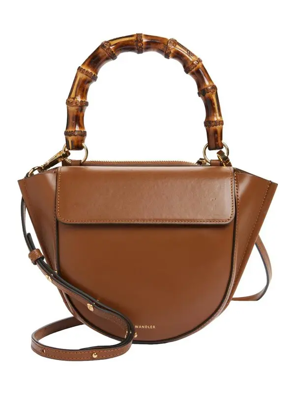 WANDLER Mini Hortensia Leather Handbag - Saddle/bamboo 1752