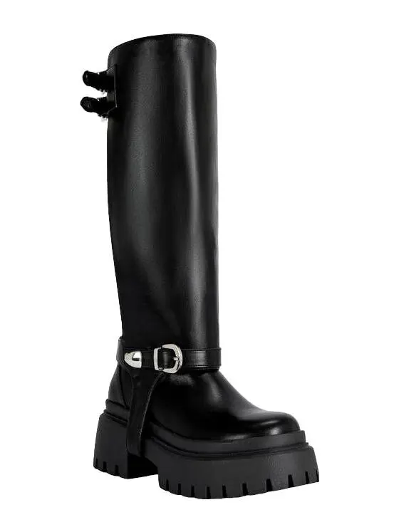 AZALEA WANG Rampage Knee High Platform Boot - Black