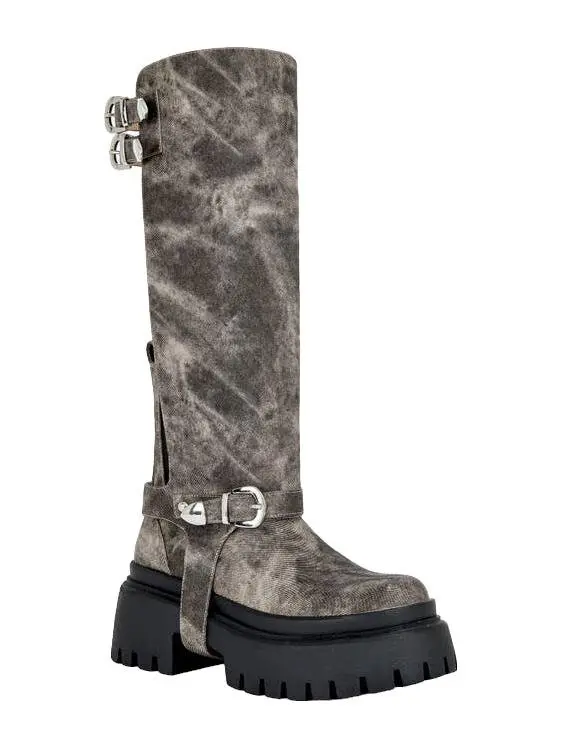 AZALEA WANG Rampage Knee High Platform Boot - Brown Multi