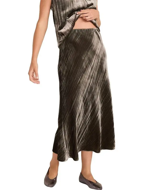 HAVEN WELL WITHIN Textured Velvet Maxi Skirt - Burnt Toffee