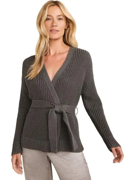 HAVEN WELL WITHIN Cotton Blend Lurex Belted Cardigan - Rainfall W/lurex