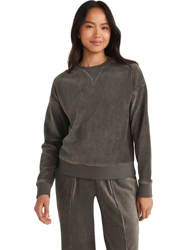 HAVEN WELL WITHIN Corded Velour Crewneck Pullover - Rainfall
