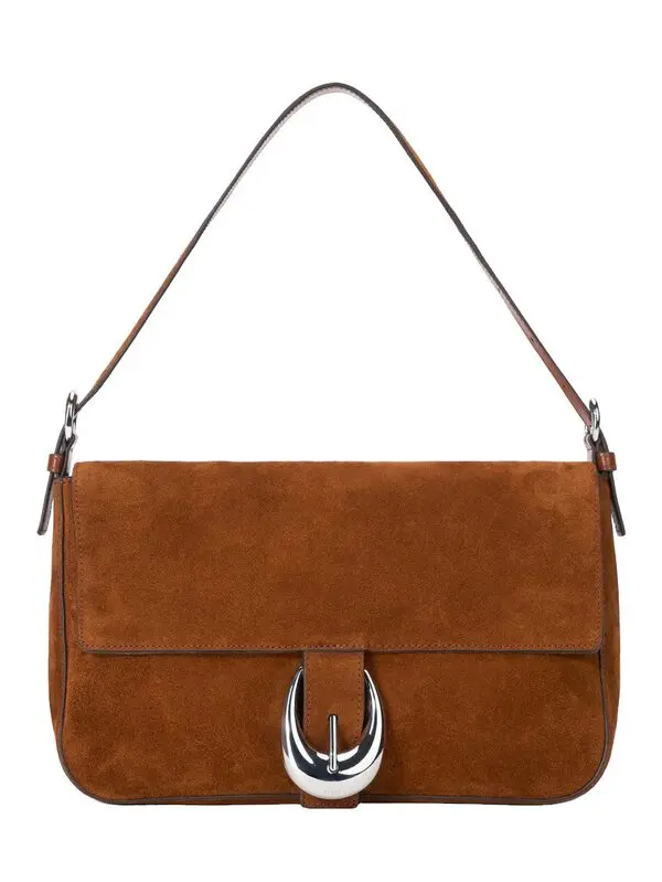 Staud Medium Harlow Suede Shoulder Bag - Tabac