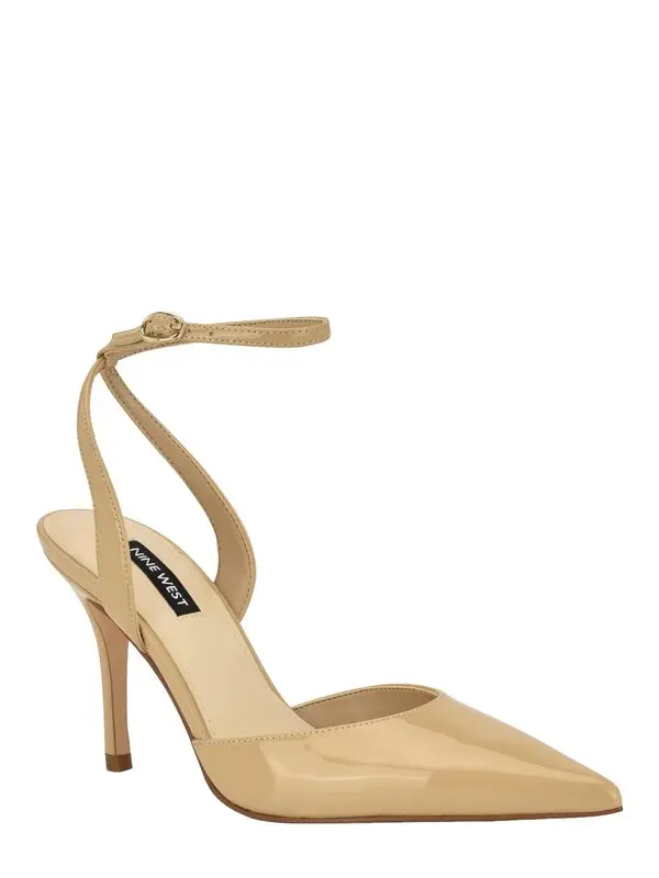 Nine West Grana Ankle Strap Pointed Toe Pump - Light Natural