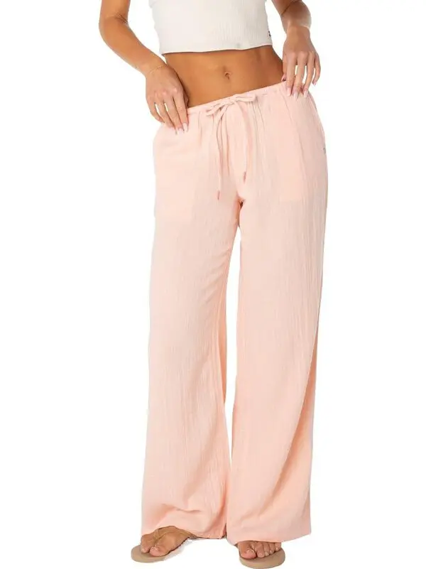 Roxy Iyla Cotton Crinkle Gauze Wide Leg Pants - Tropical Peach