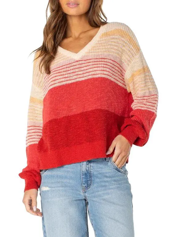 Roxy Striped Relaxed-fit Cotton Sweater - Ginger Spice