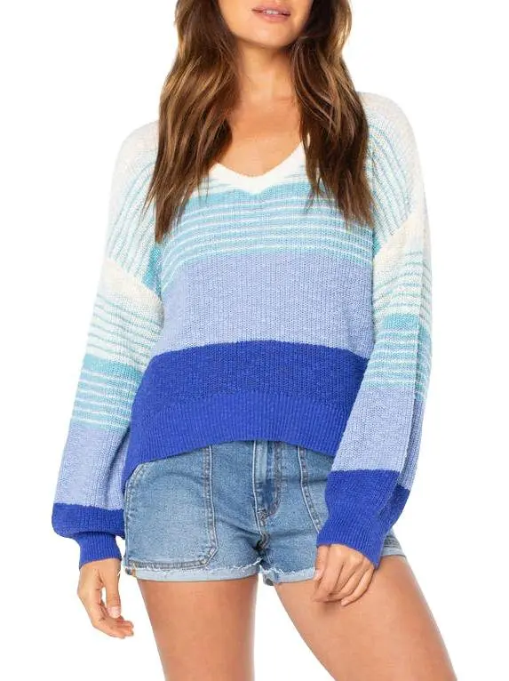Roxy Striped Relaxed-fit Cotton Sweater - Surf The Web Tie Dye
