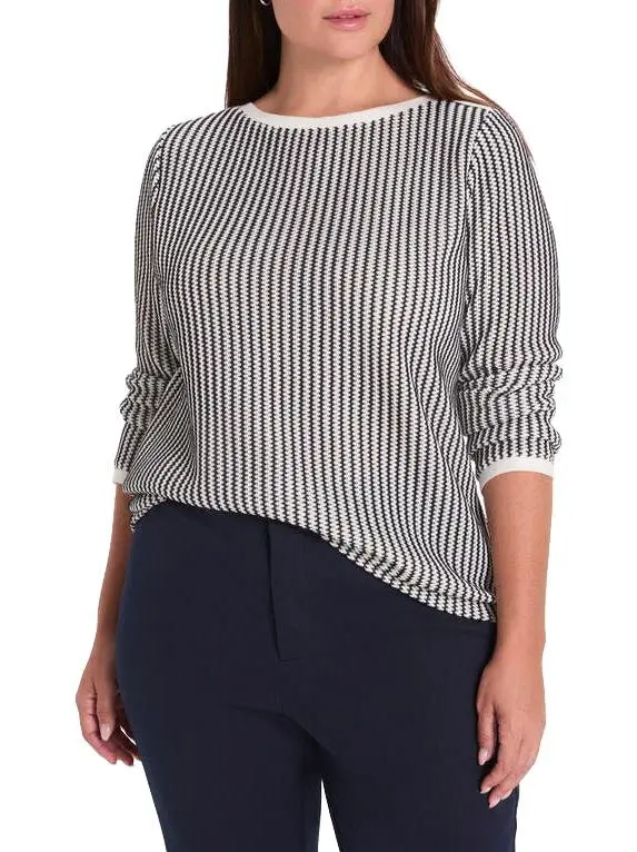 NIC+ZOE Zigzag Knit Top - Indigo Multi