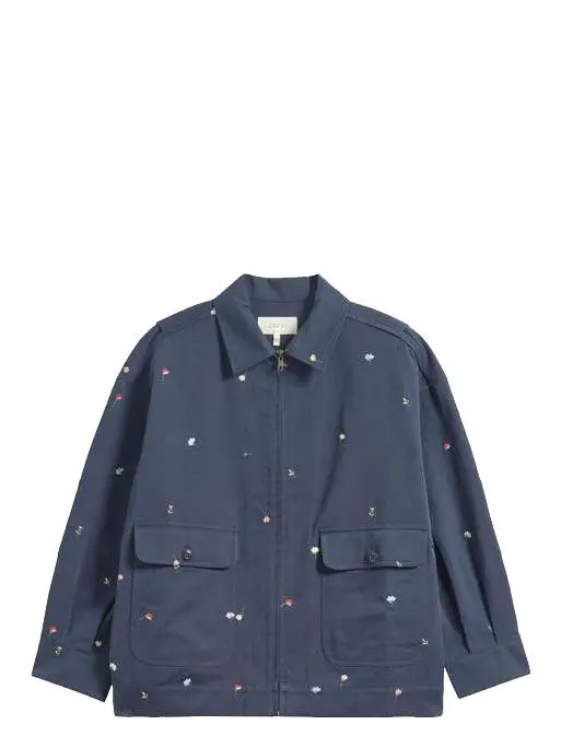 The Great. The Folsom Floral Chore Jacket - Navy