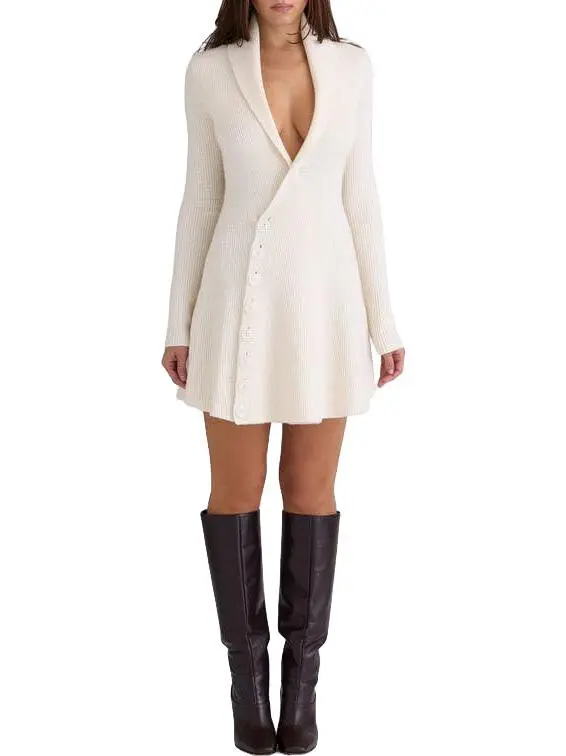House Of Cb Ayla Rib Knit Sweater Dress - Cream