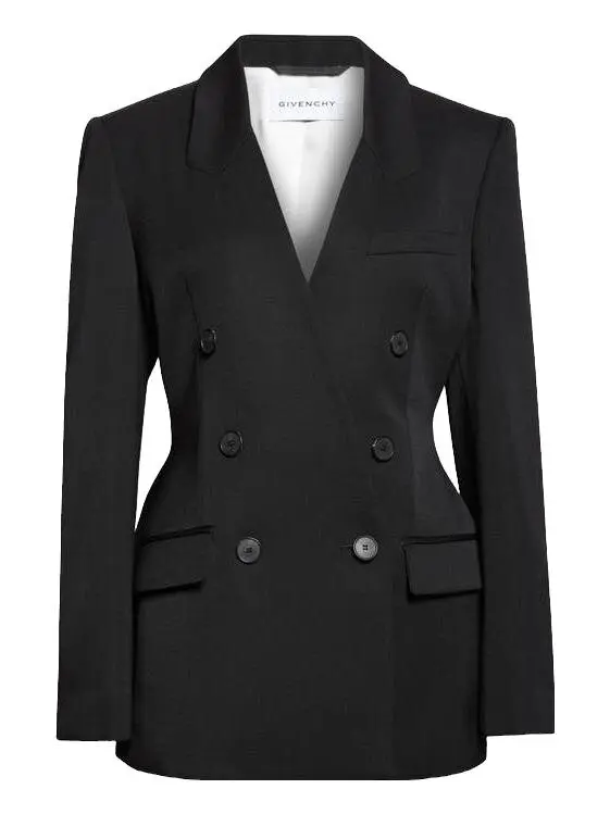 Givenchy Double-breasted Wool Jacket With Integrated Collar - Black