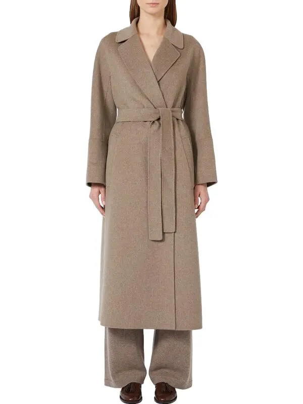 Max Mara Elisa Belted Wool Double Face Coat - Medium Grey