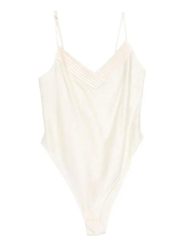 FORTE_FORTE Silk Satin Bodysuit - White