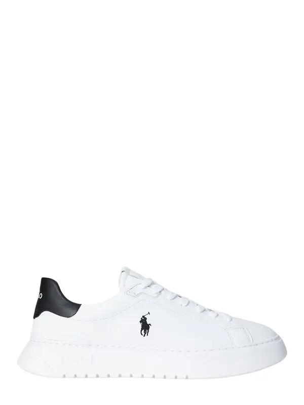 Polo Ralph Lauren Leather Sneakers With Logo - Black
