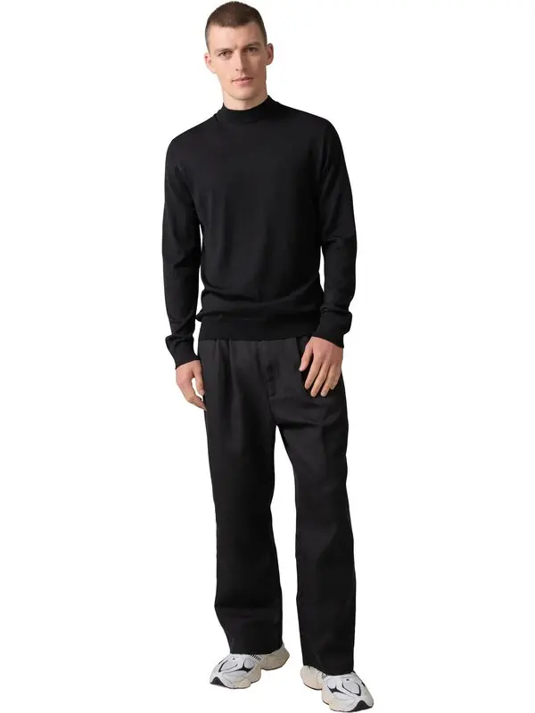 Johnstons Of Elgin Merino Mock Neck Jumper - Black