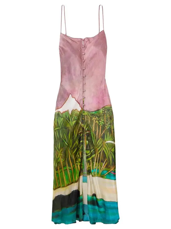 DONDE ESTEBAN La Sierra Printed Silk-satin Midi Dress - Multi