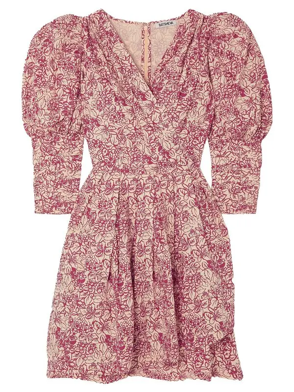 Batsheva Izra Floral-print Cotton-poplin Mini Dress - Red