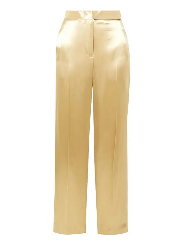 Victoria Beckham Satin Straight-leg Trousers - Neutrals
