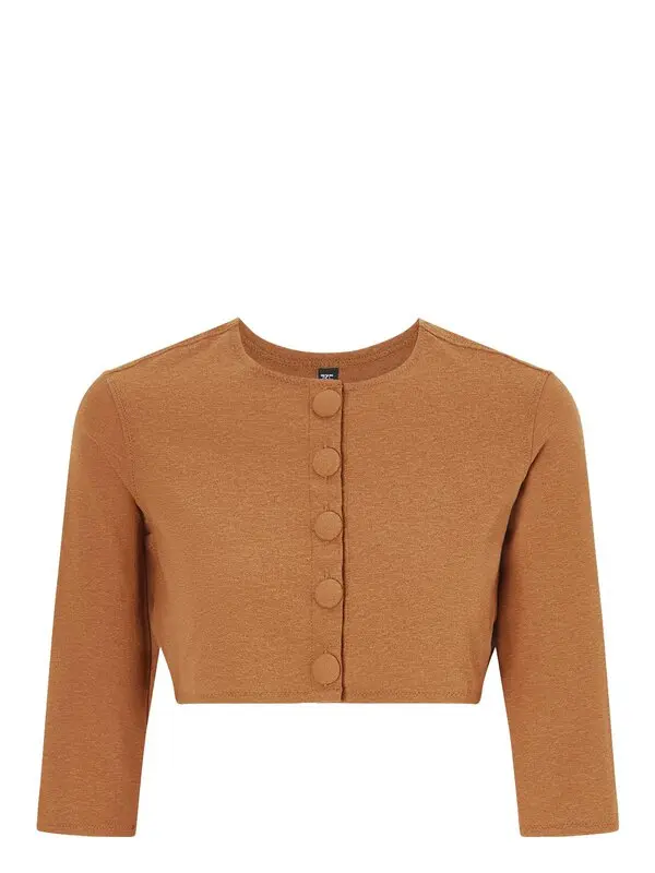 Lisa Marie Fernandez Cropped Stretch-jersey Cardigan - Brown