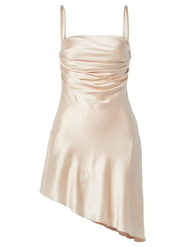 ET OCHS Asymmetric Draped Silk-charmeuse Mini Dress - Neutrals