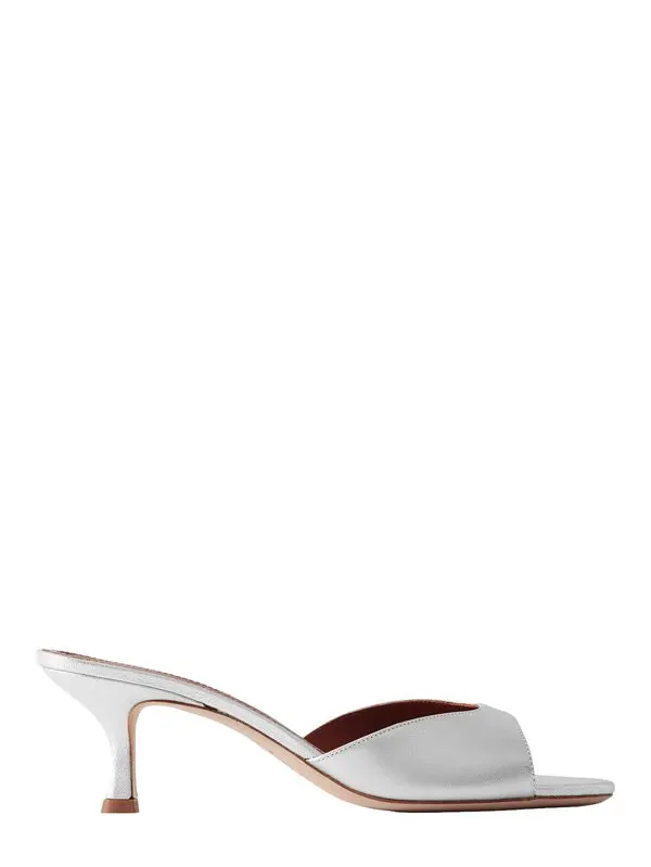 Staud Brigitte Metallic Leather Mules - Silver