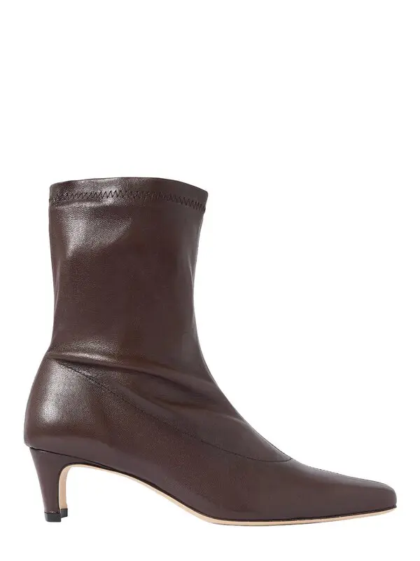 Staud Wally Sock Leather Ankle Boots - Brown