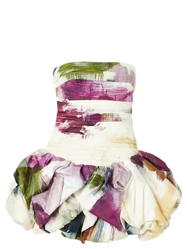 Aje Violette Strapless Ruched Floral-print Mini Dress - Multi