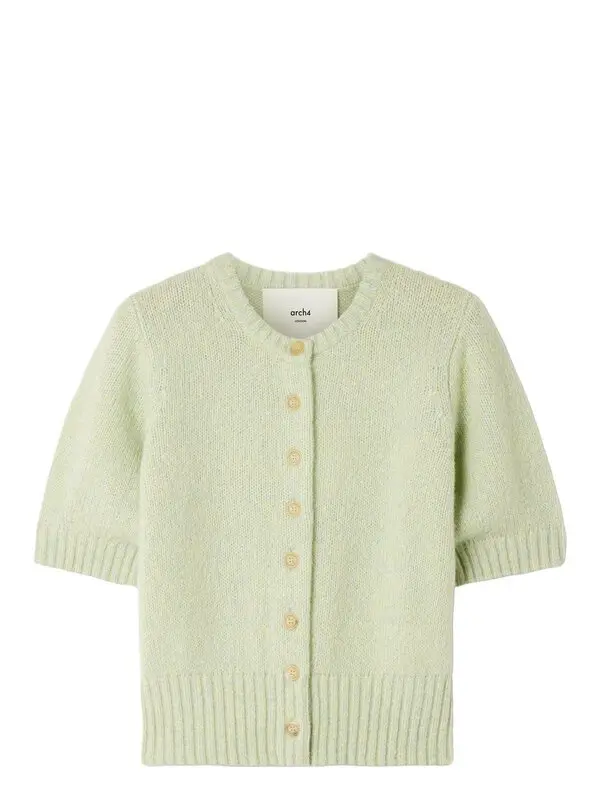 Arch4 Rome Cropped Cashmere And Silk-blend Cardigan - Green