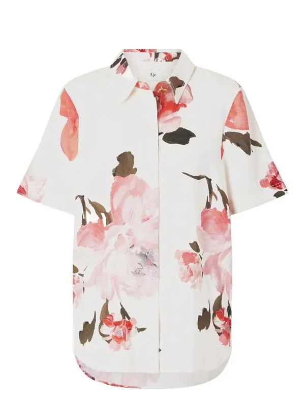 Aje Vacation Floral-print Linen-blend Shirt - Multi